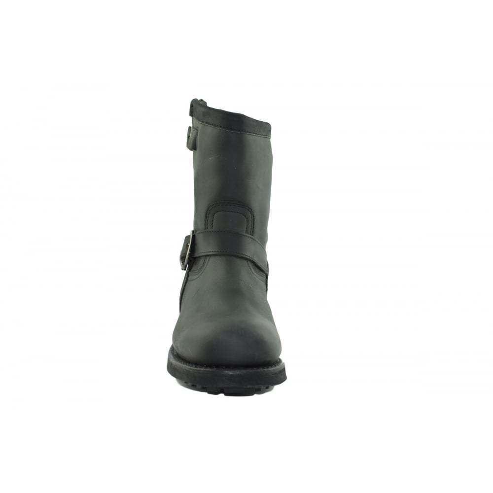 Loblan 584 Black Leather Biker Boots Original Bike Round Toe Western B ...